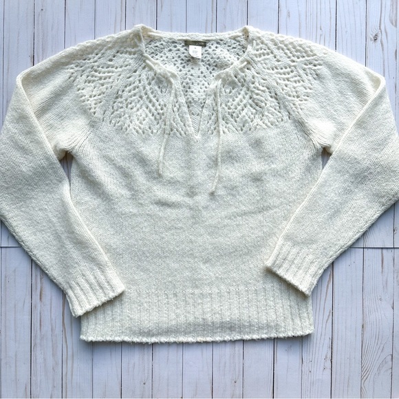 J. Crew | Sweaters | J Crew Wool Blend Crochet Detail Prairie Style ...